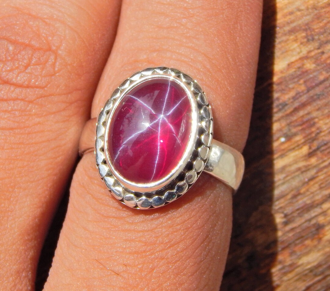 Star Ruby Ring Natural Ruby Ring 925 Silver Ring Vintage Ring Star Ring ...