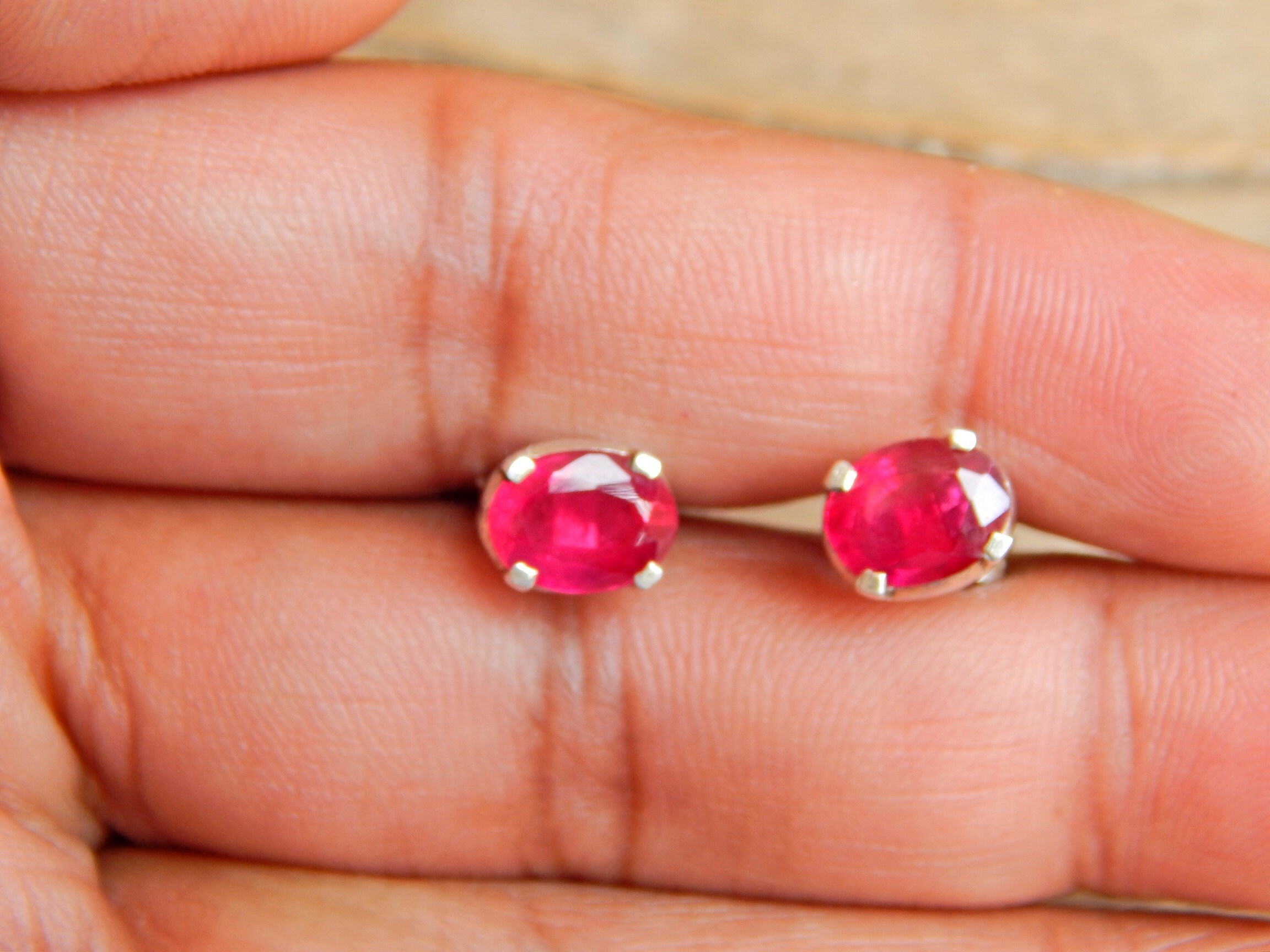 8x6 mm oval cut Genuine Natural Ruby Stud Earring Ruby Stud | Etsy