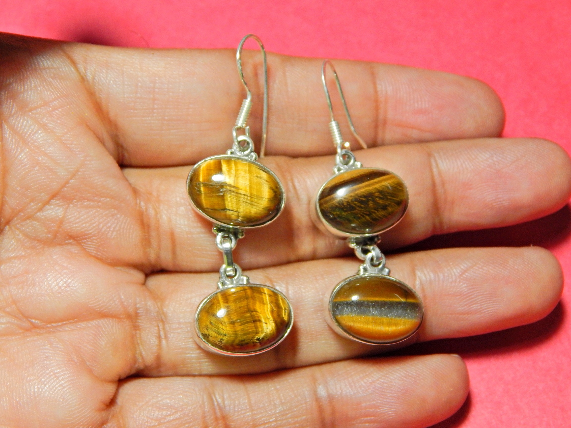 Tiger's Eye Earring 925 Sterling Silver Jewelry With | Etsy
