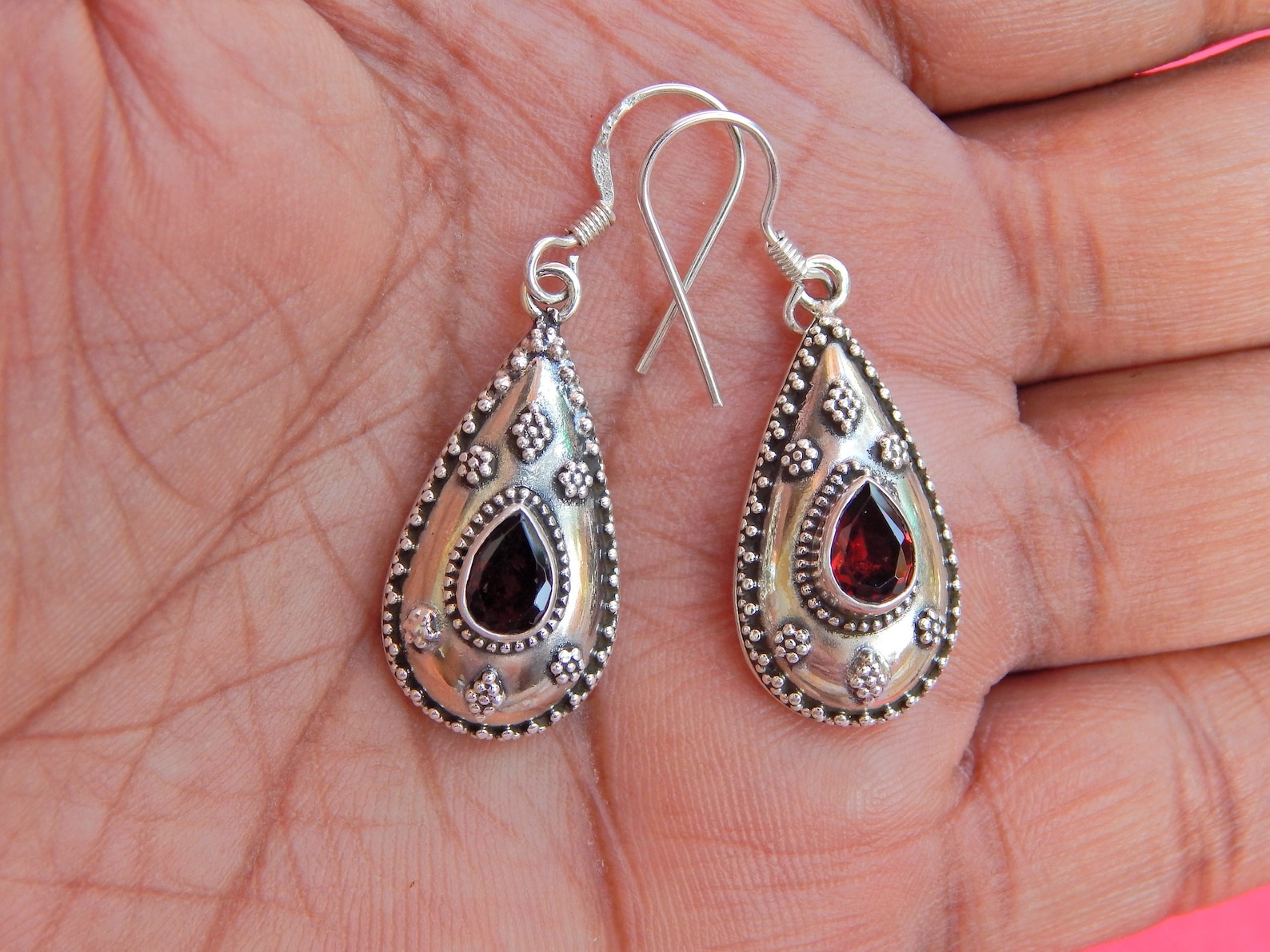 Granat Ohrring 925 Sterling Silber Schmuck Ohrring mit - Etsy.de