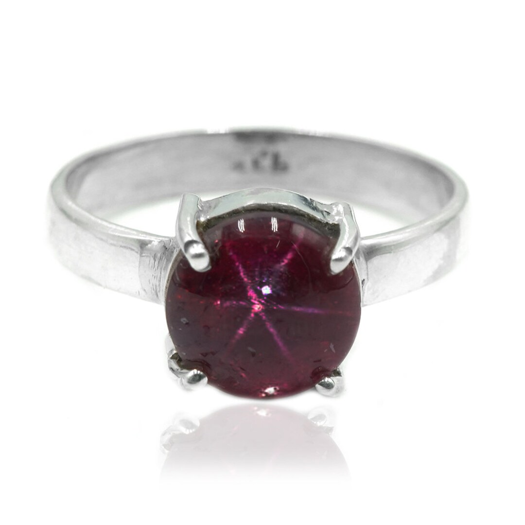 Natural Star Ruby Rings 925 Sterling Silver Jewelry Ring With Gemstone ...
