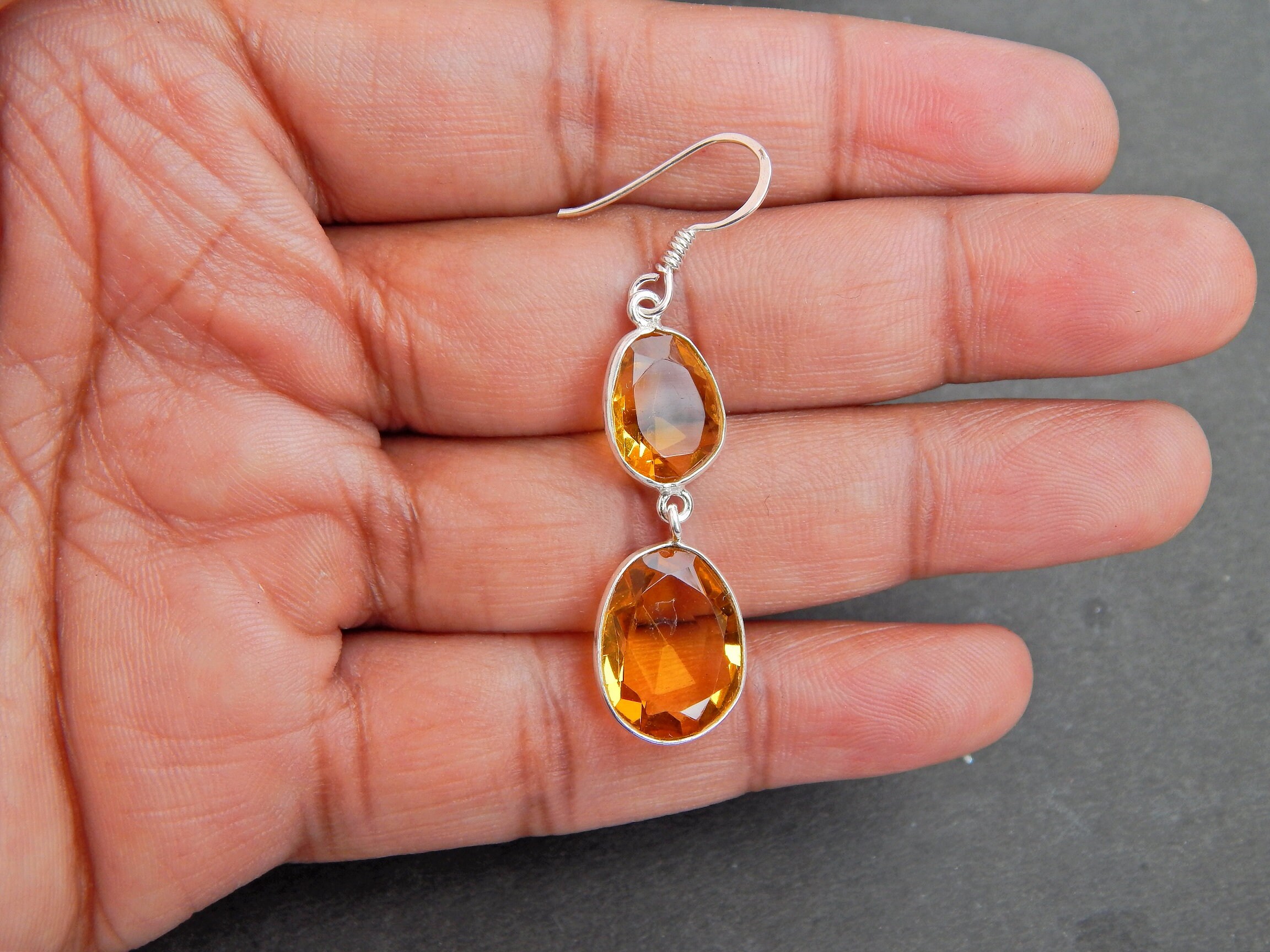 Oval Cut Genuine Citrine Earring 925 Sterling Silver Earring - Etsy UK
