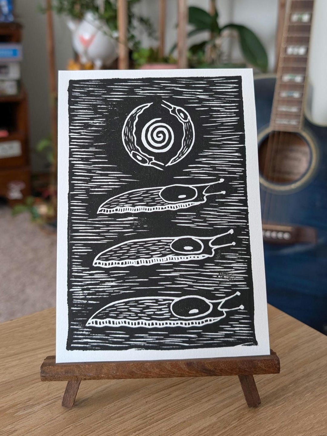 Stack of Slugs Linocut Print Slug Art Print Spiral Artwork Nature Lino ...