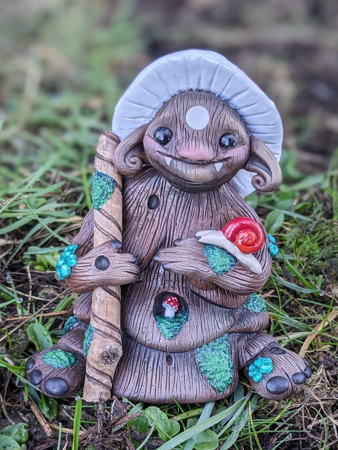 Happy Forest Goblin Figurine - Polymer Clay Sculpture - Goblincore Gifts - Nature Gifts - Goblin ...