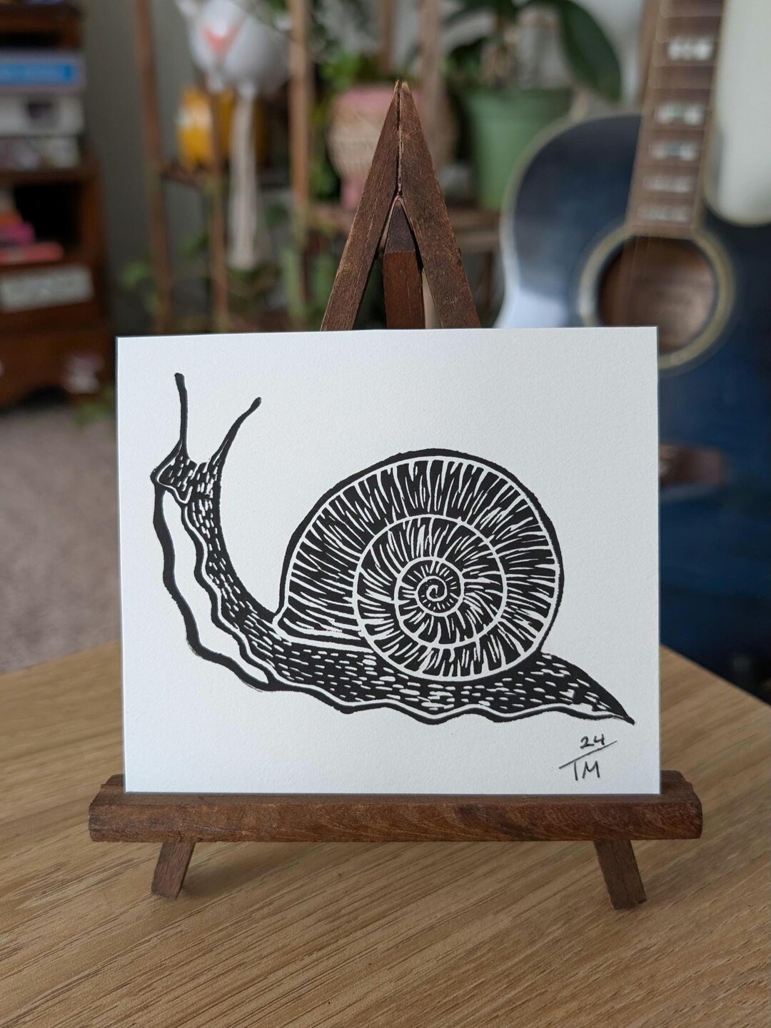 Original Snail Print | Linocut Print | Black and White Snail Art ...