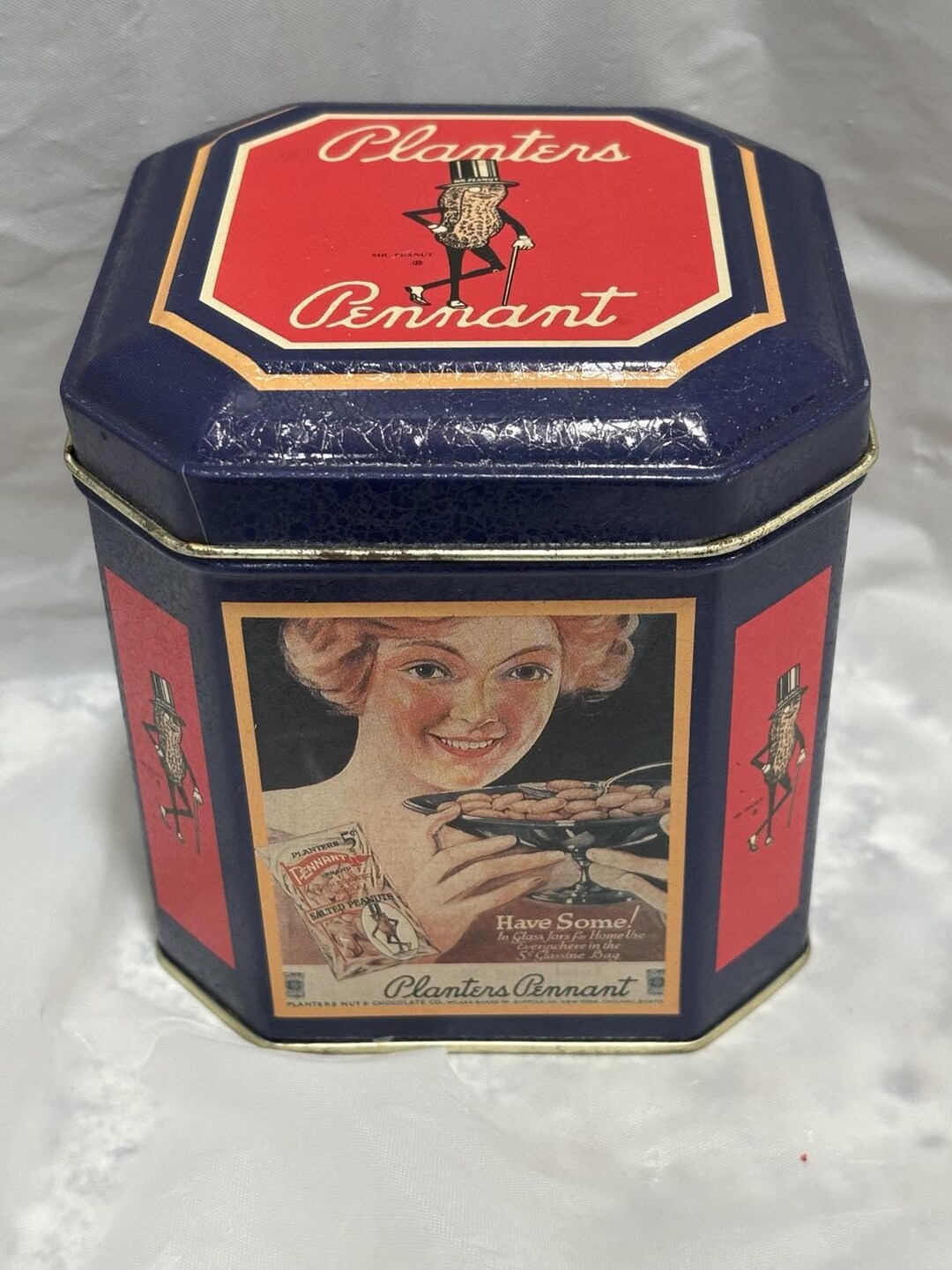Vintage Planter Pennant Tin Mr. Peanut Hexagon Shaped - Etsy