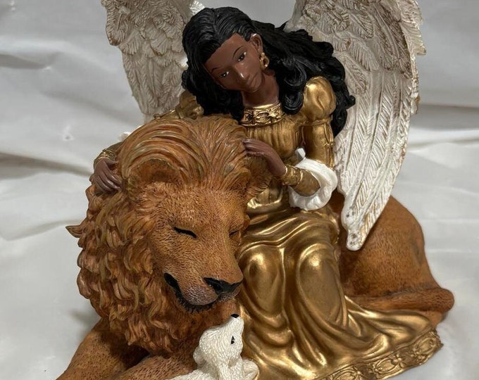 Vintage Angel Lion Lamb Figurine Statue - Etsy