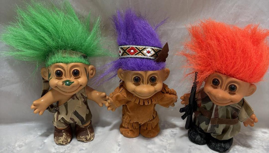 Vintage Troll Russ -- Cave Man -- Indian -- Soldier -- Lot of 3 - Etsy