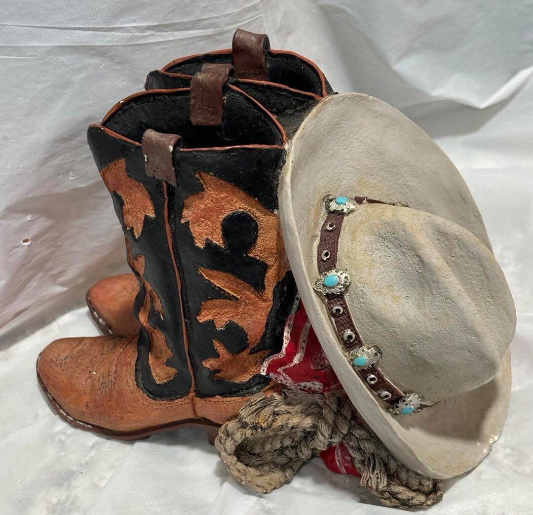 Vintage Cowboy Boots Bank With Hat - Etsy