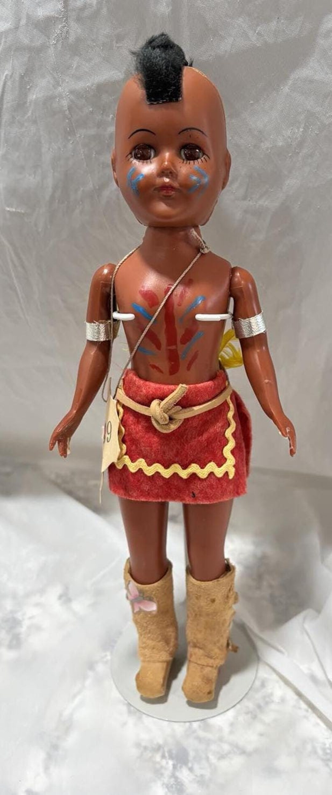 Vintage Indian Boy With Mohawk Doll With Metal Stand - Etsy