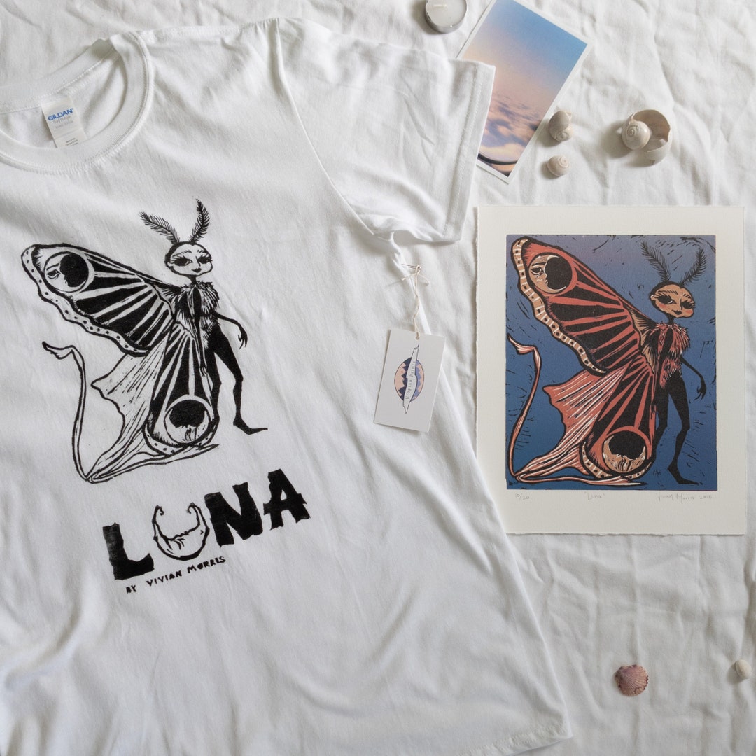 Luna Hand Printed T-shirt - Etsy