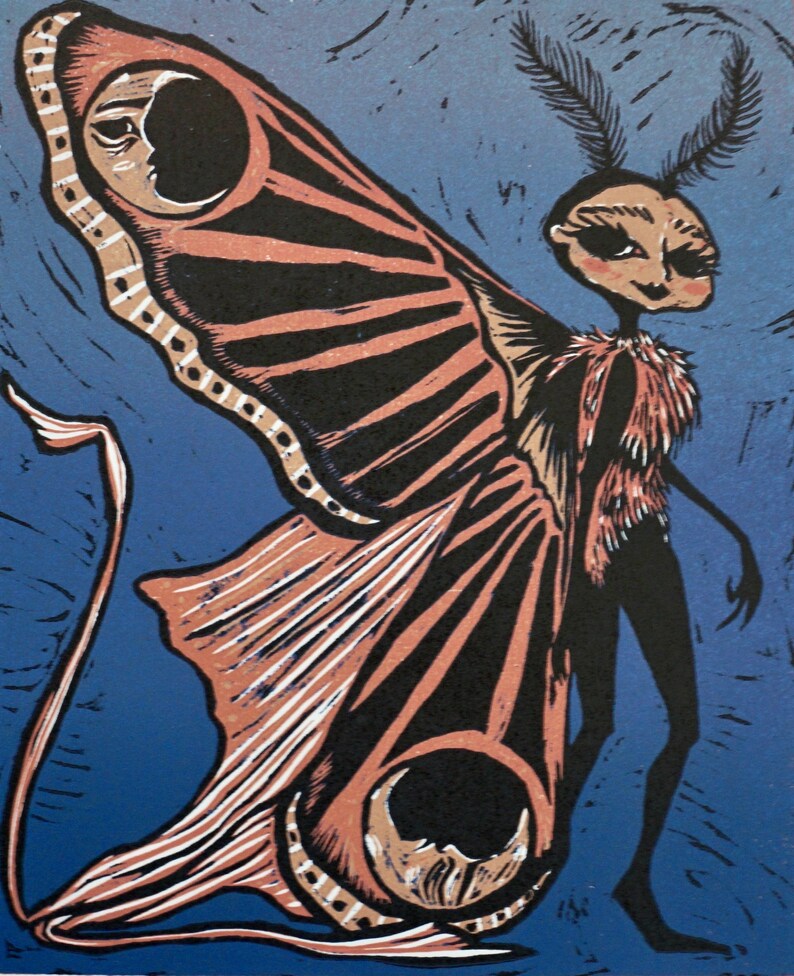 Luna Original Handmade Woodcut Print - Etsy