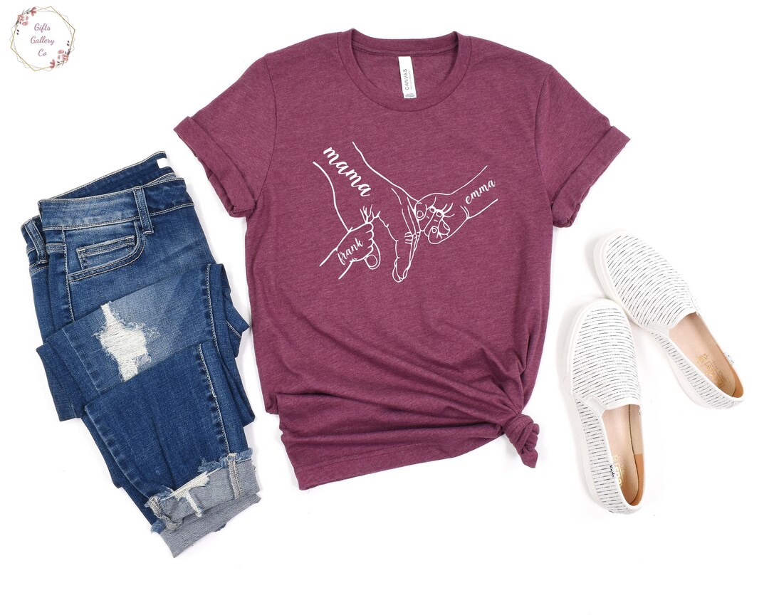 Custom Mama Shirt-custom Mama Hand With Kids Name Shirt-mama Shirt With ...