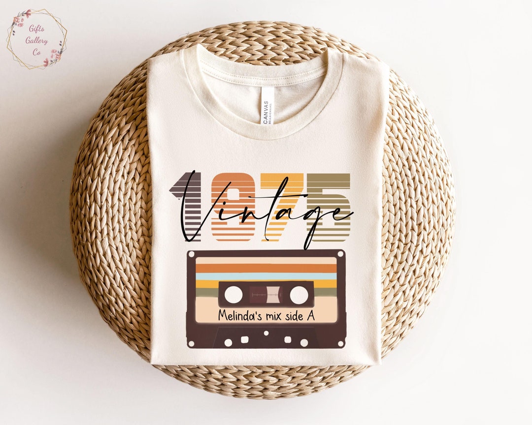 Custom 50th Birthday Shirt, Vintage 1975 Cassette Tshirt-1975 Birthday ...