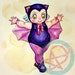 Vintage Style Cute Vampire Bat Girl Halloween Art Card 6x6 - Etsy