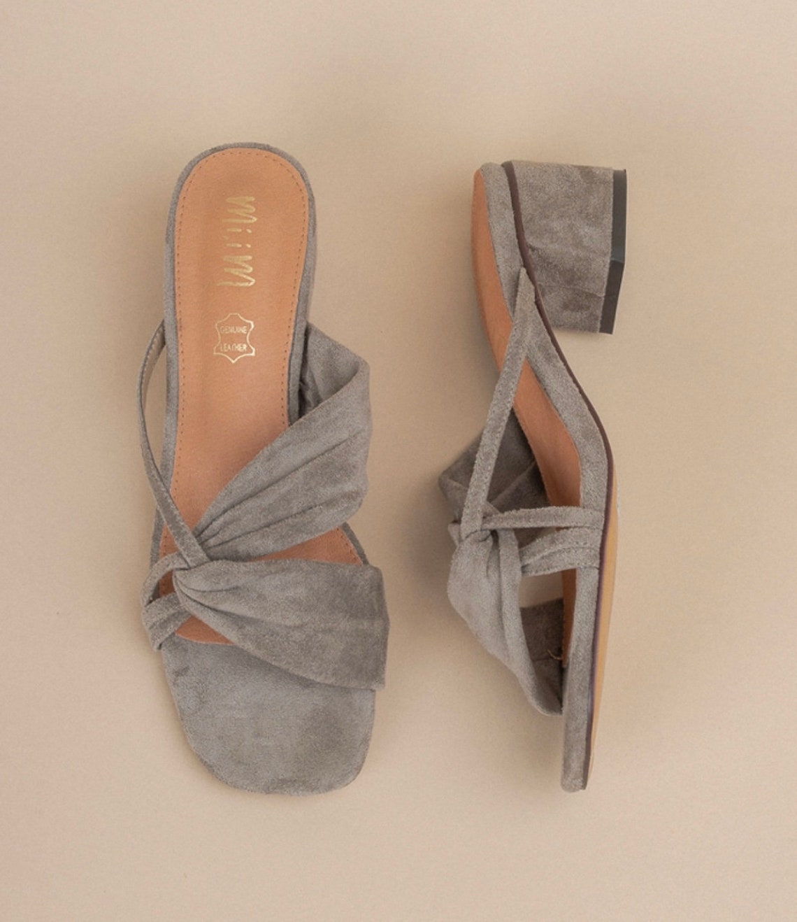 Gray Squared Flat Mule - Etsy
