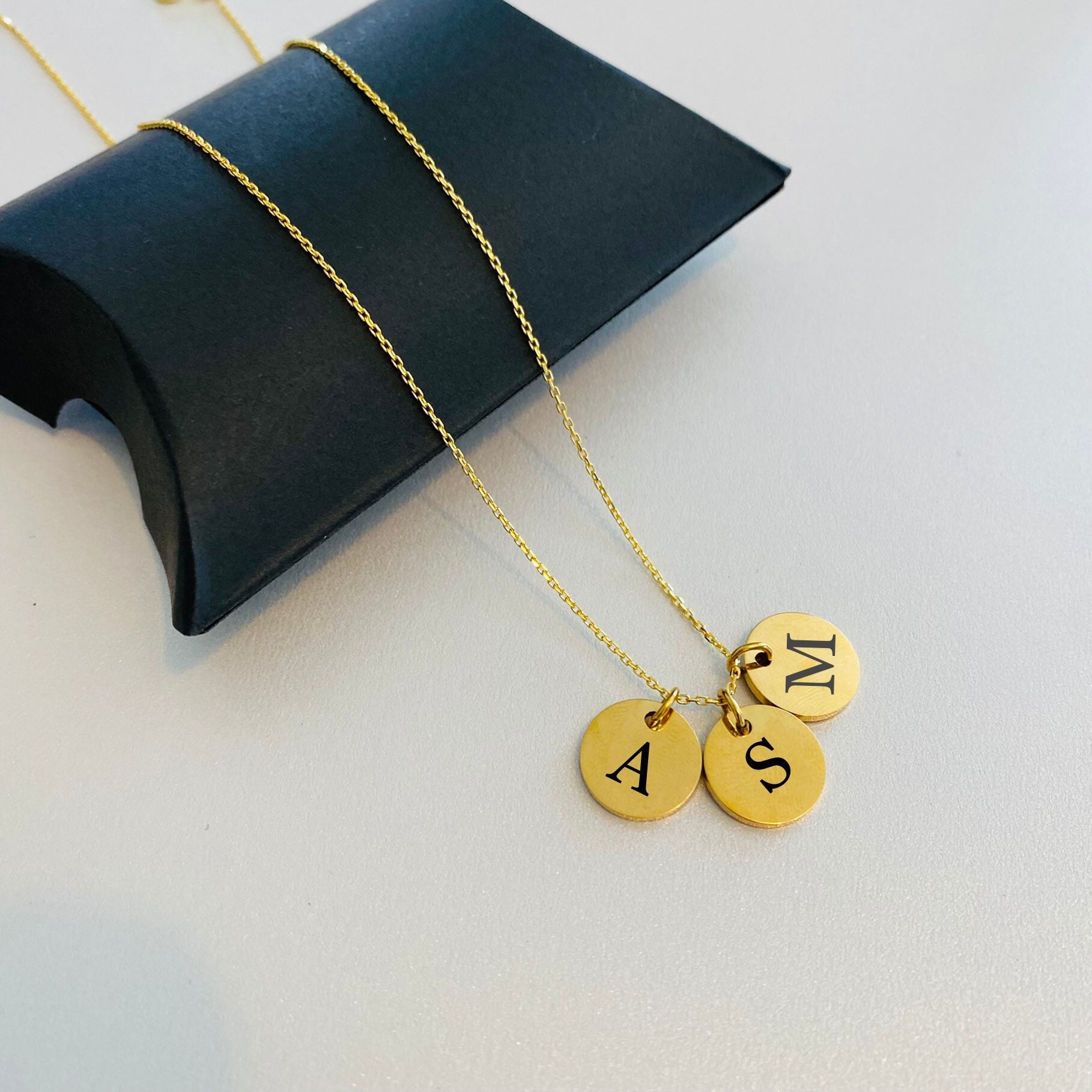 Personalized Tiny Pendant Necklace Engraved Pendant Necklace - Etsy