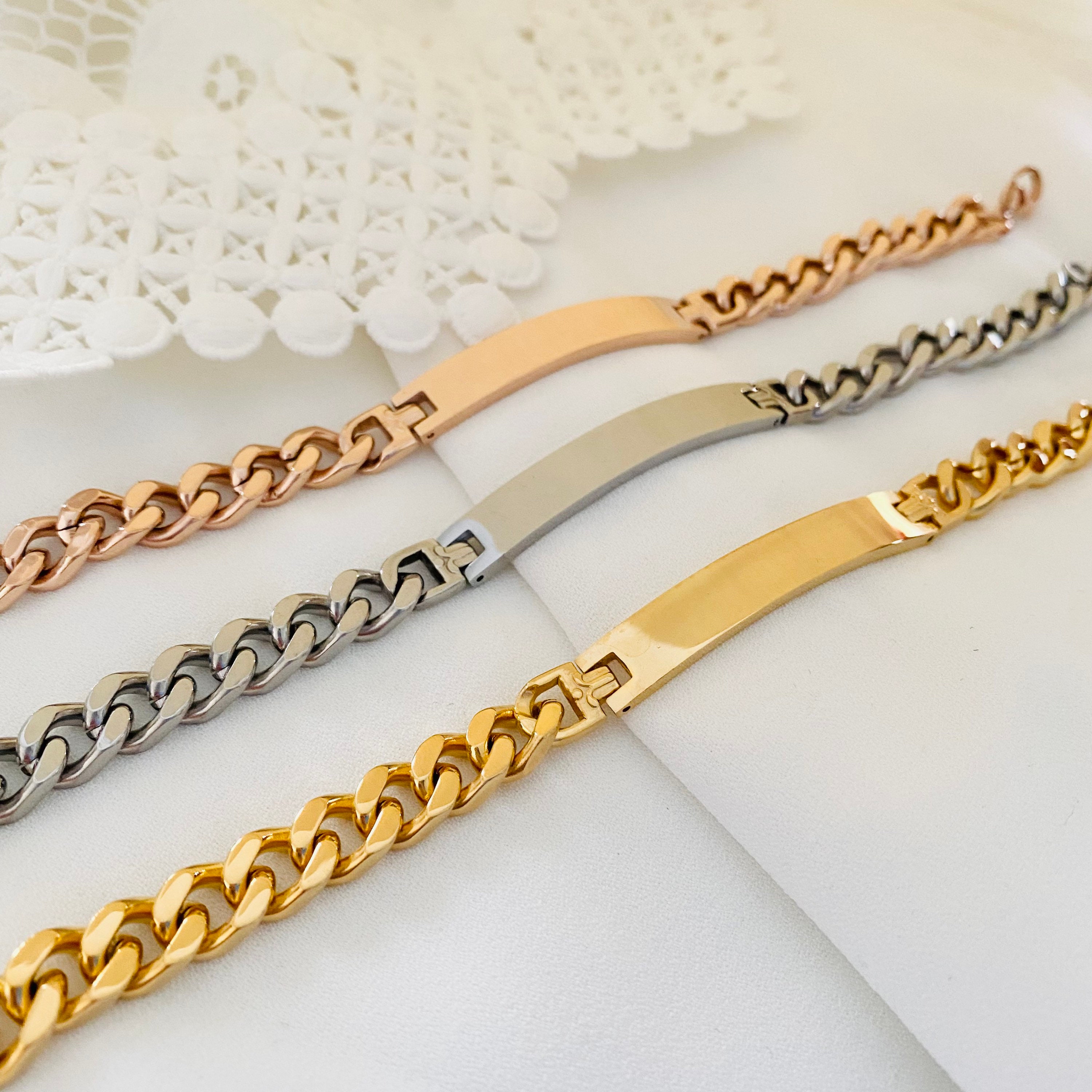 Personalized Men's Bracelet Engraved Bracelet for Men Curb - Etsy