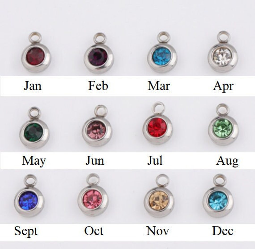 ADD-ON ONLY - Birthstone Charm Birthstone Pendant Colored Stone Charm ...