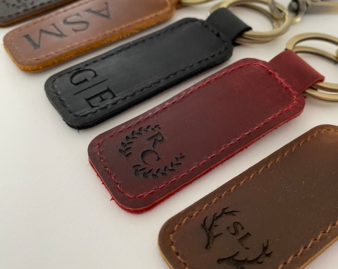 Personalized Leather Keychain | Handstitched | Valentines Day Gift for ...