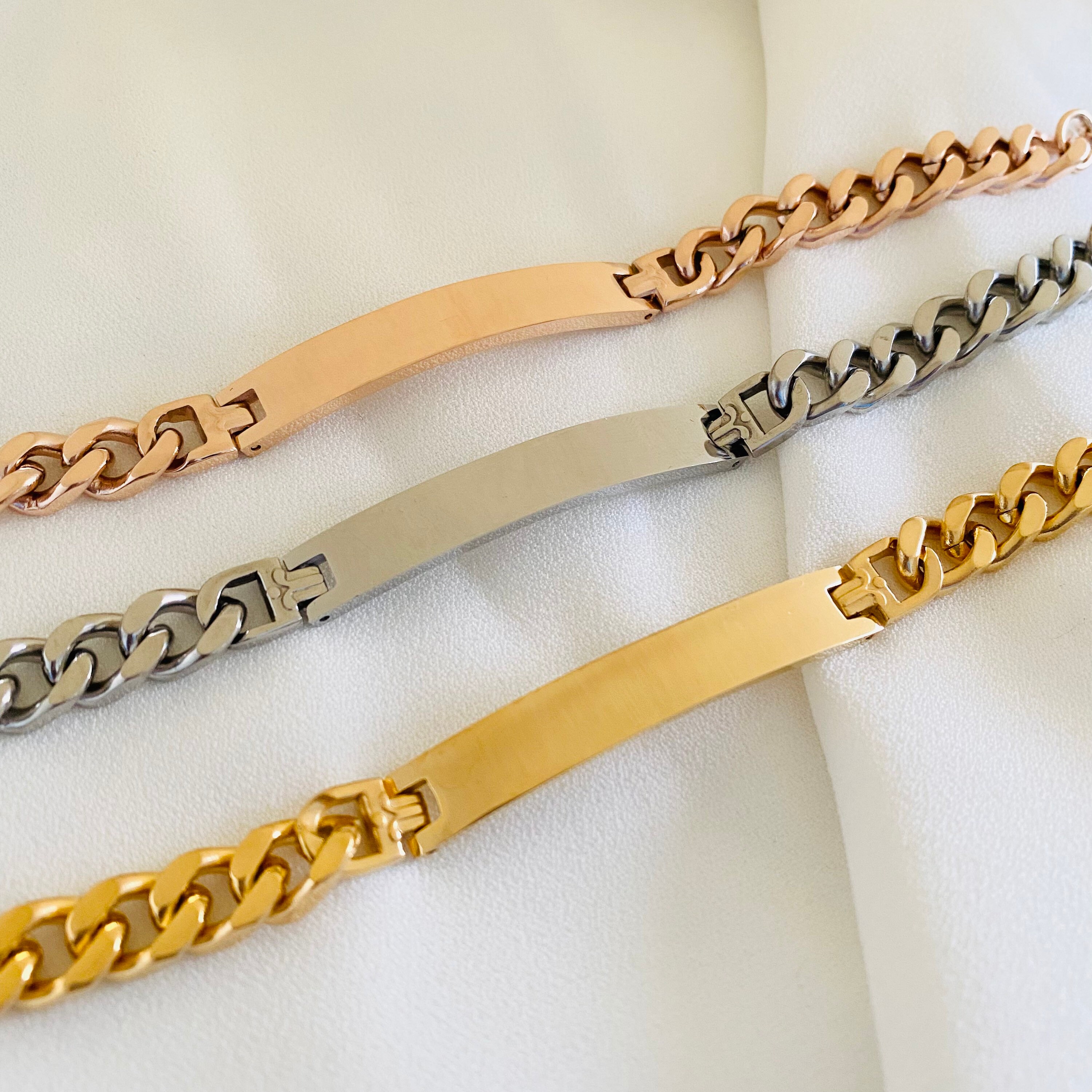 Personalized Men's Bracelet Engraved Bracelet for Men Curb - Etsy