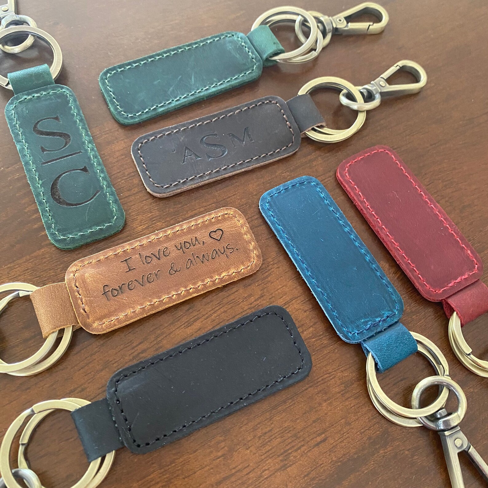 Personalized Leather Keychain Customized Leather Keychain | Etsy