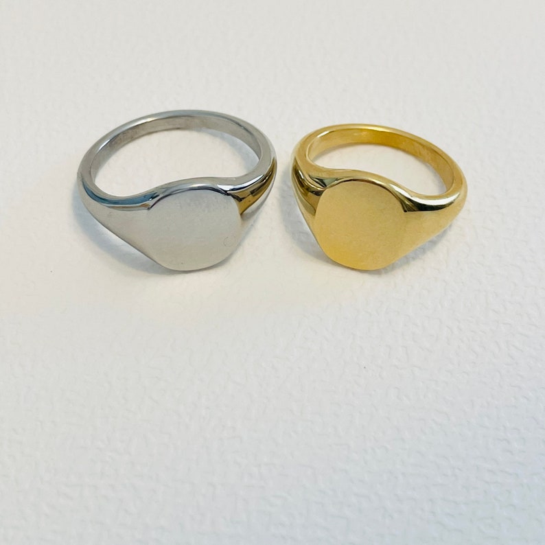 Stainless Steel Signet Ring Women's Men's Engraved - Etsy