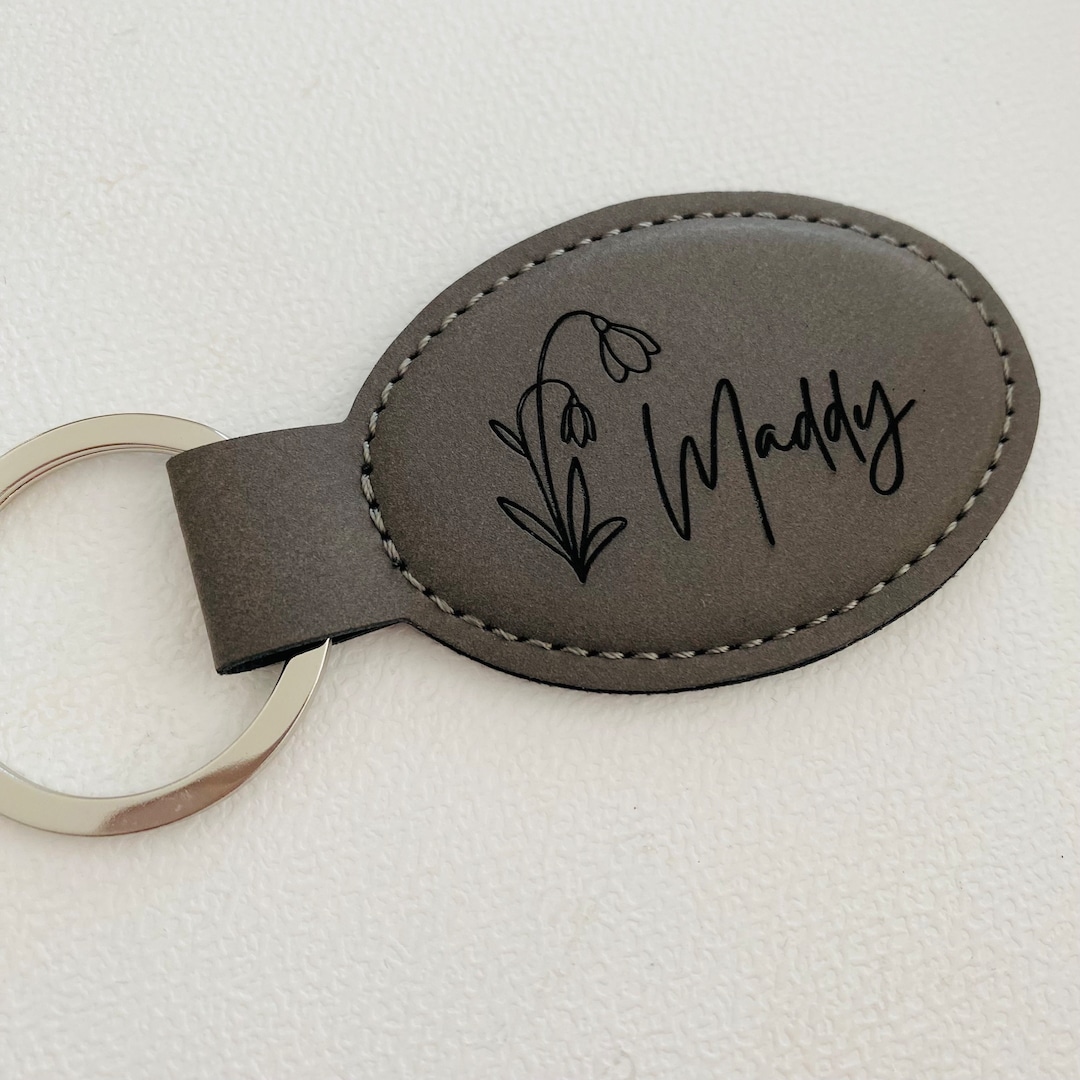 Name Birth Month Flower Keychain Personalized Flower Keychain ...