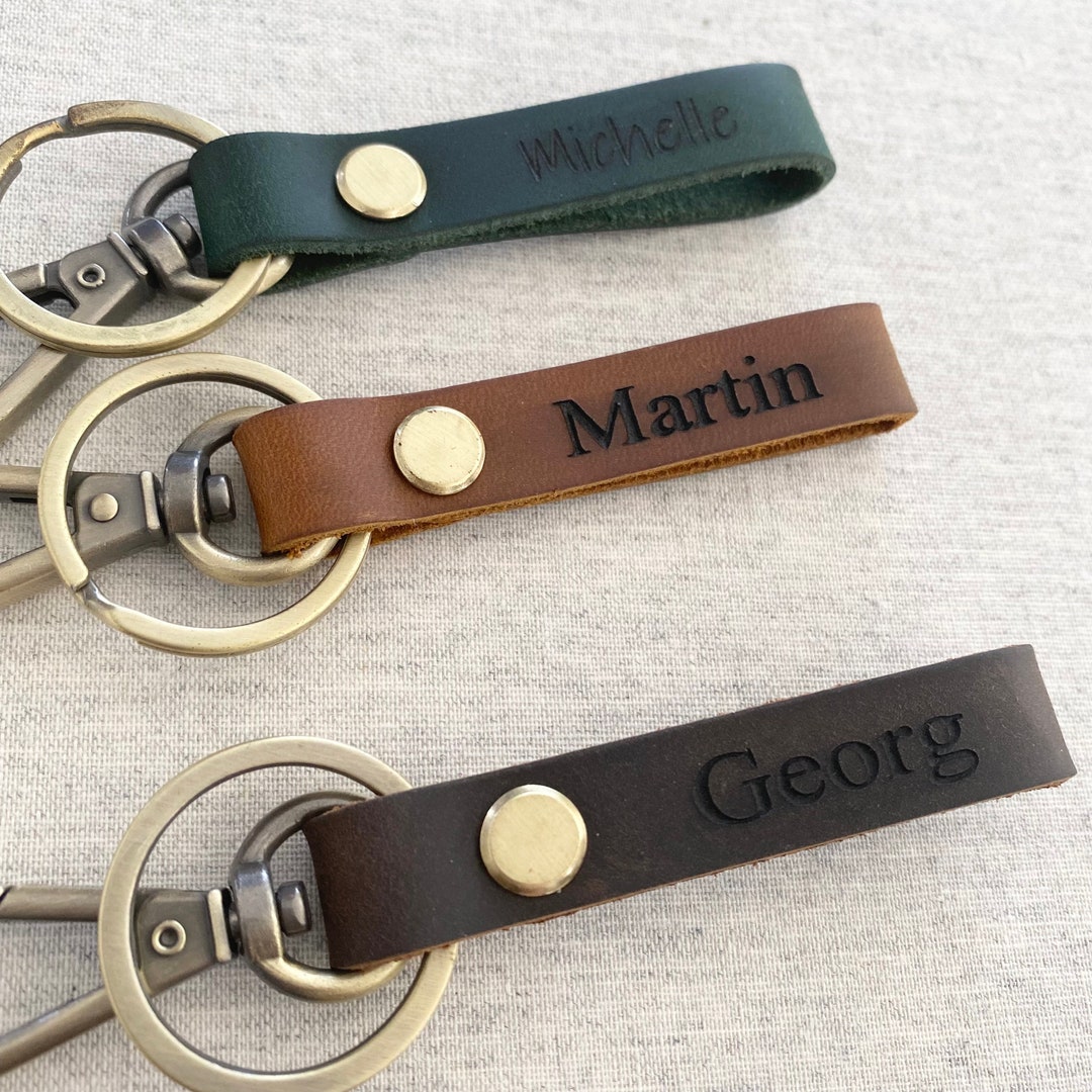 Personalized Leather Keychain Customized Leather Keychain Genuine ...