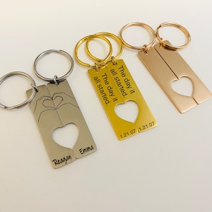 Personalized Couples Keychain Matching 2pc Couple Keychain Customized ...