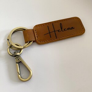 Personalized Leather NAME Keychain Customized Leather Keychain Genuine ...