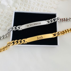 Personalized Men's Bracelet Engraved Bracelet for Men Curb Chain ...