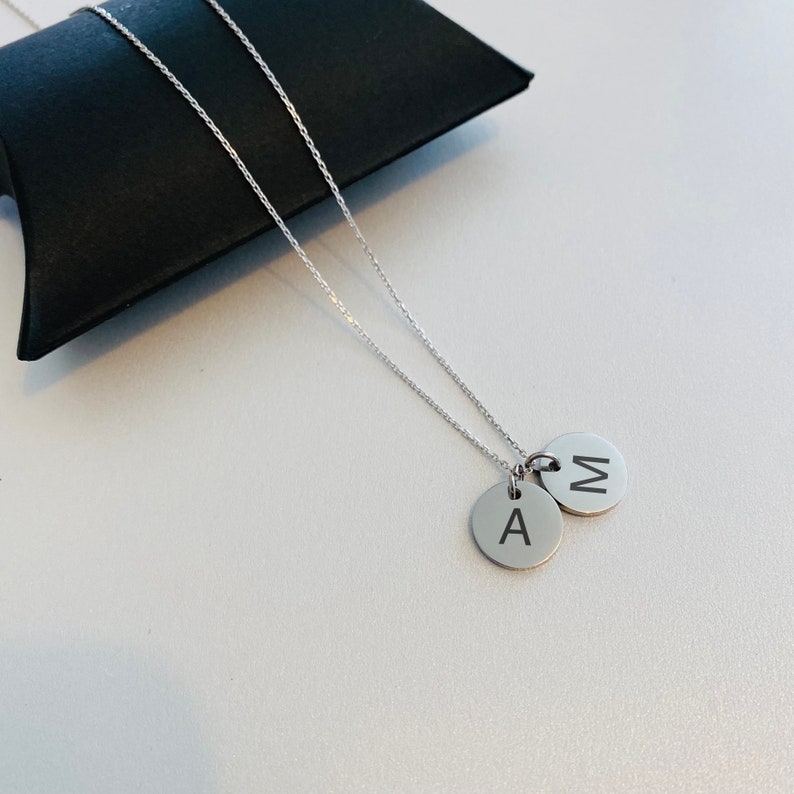 Personalized Tiny Pendant Necklace Engraved Pendant Necklace Initial ...
