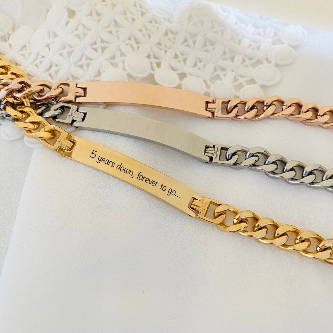 Personalized Men's Bracelet Engraved Bracelet for Men Curb - Etsy