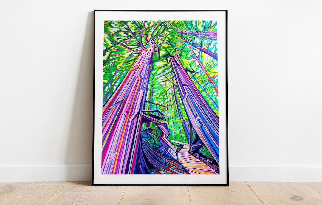 Tree Painting Wall Art, Giant Cedar Tree Poster, Vancouver Rainforest ...
