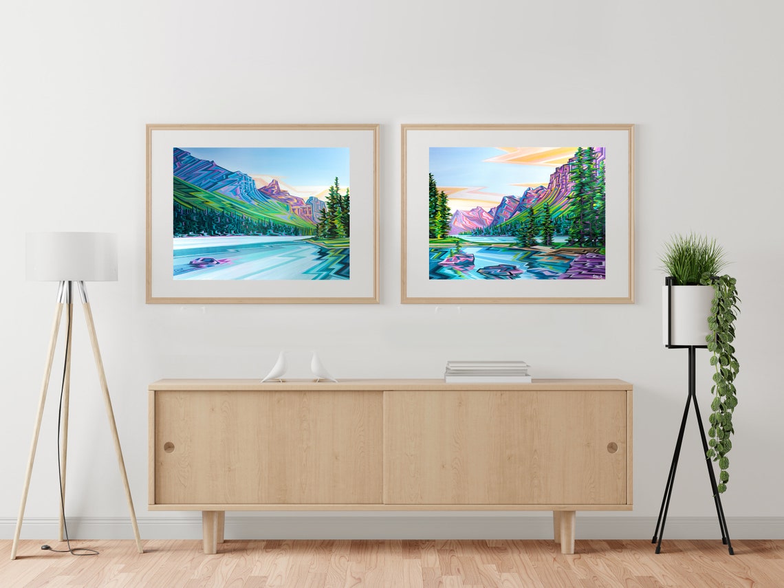 Canadian Landscape Painting Prints Set of 2 Lake Island Wall - Etsy Canada