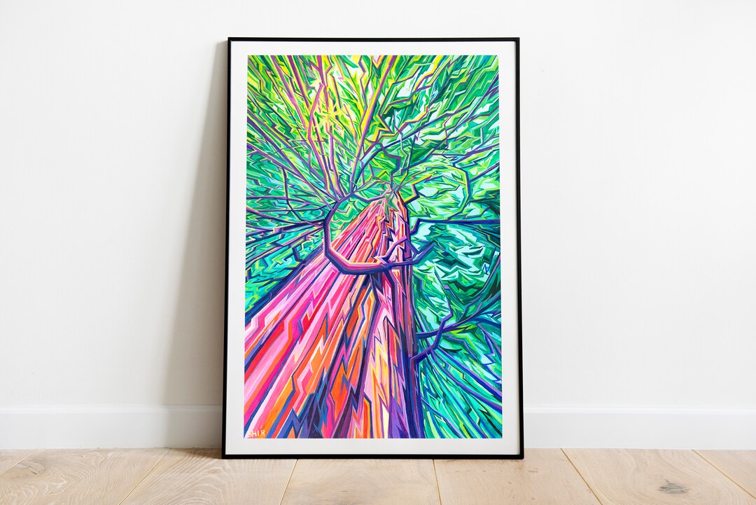 Tree Painting Wall Art, Giant Cedar Tree Poster, Vancouver Rainforest ...