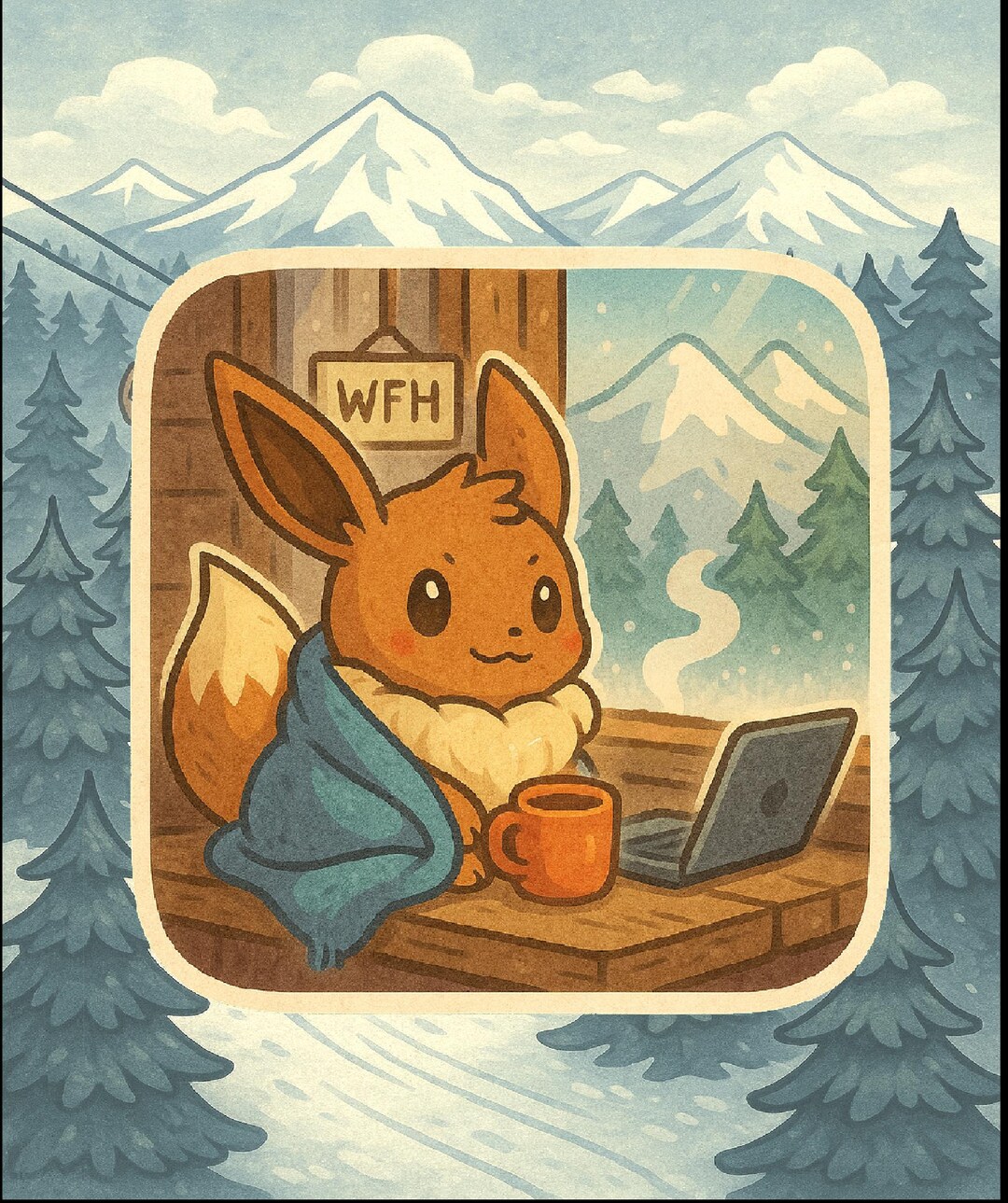 Eevee Vinyl Sticker - Work From Home - Coporate Balance - Etsy
