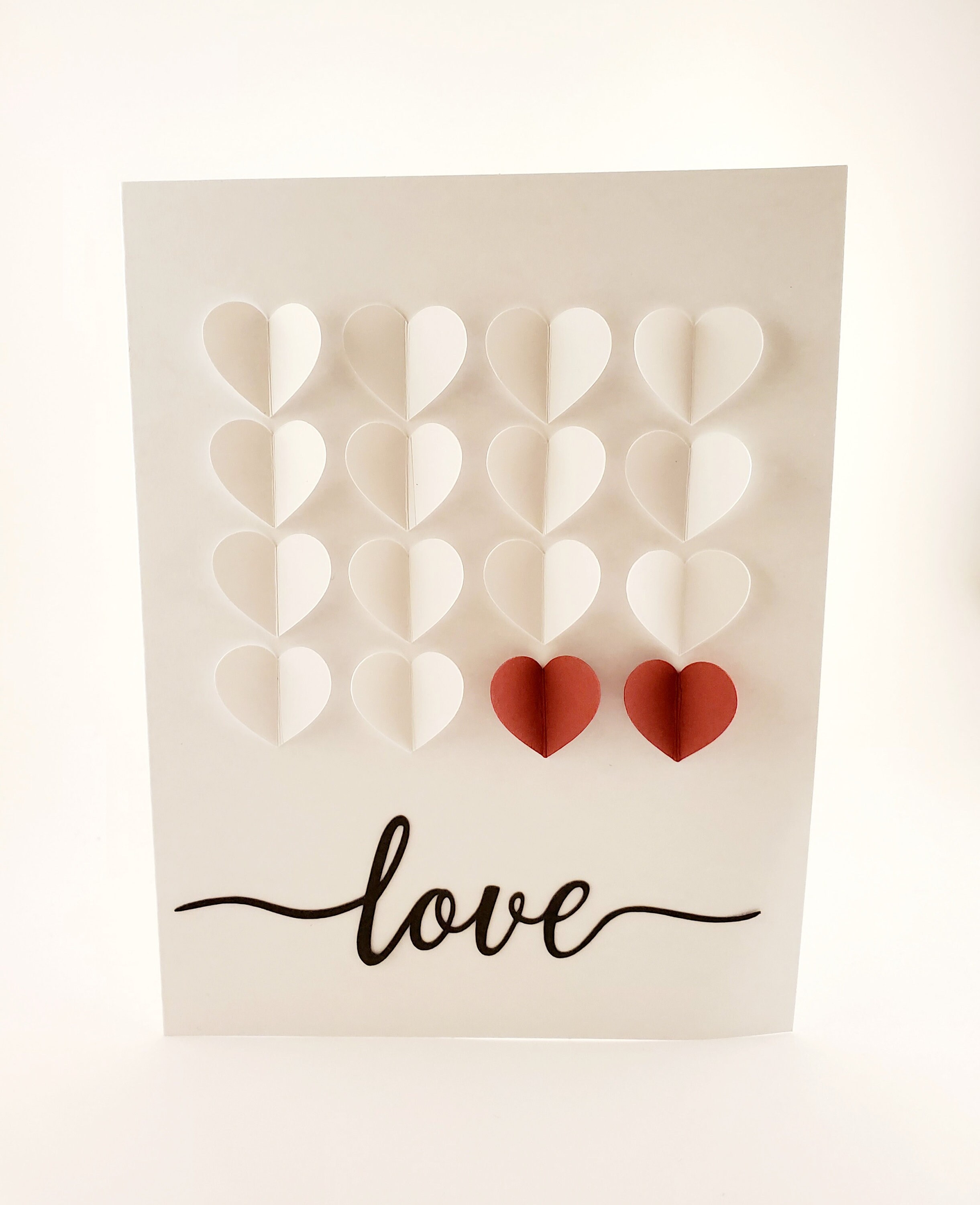 Handmade 3D Card Wedding/valentines love, Folded Hearts - Etsy