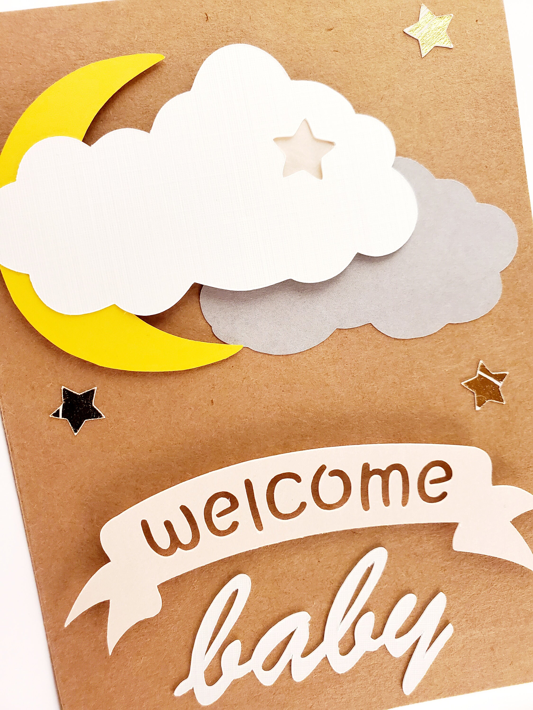 DIY Card Kit Baby Welcome Baby Clouds Pink | Etsy