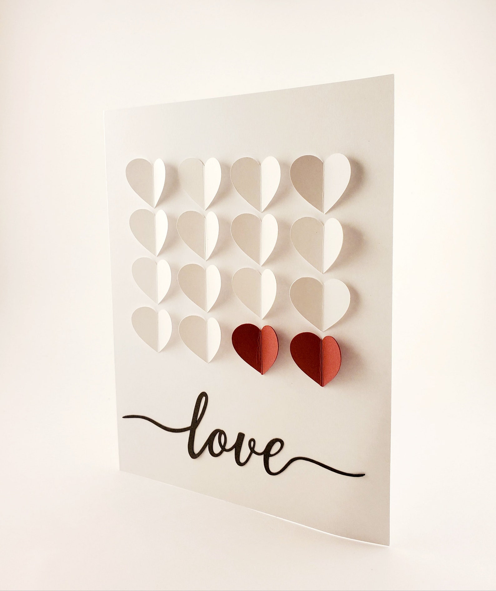 Handmade 3D Card Wedding/valentines love, Folded Hearts - Etsy