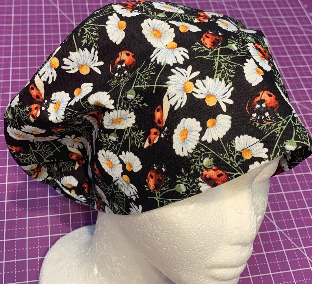 Daisy Ladybug Scrub Cap: European Style Adjustable Toggle, Ladybugs ...