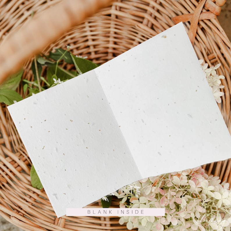 Seed Card, Happy Birthday Card, 6x4, Hand Drawn, Floral, Blank, With ...