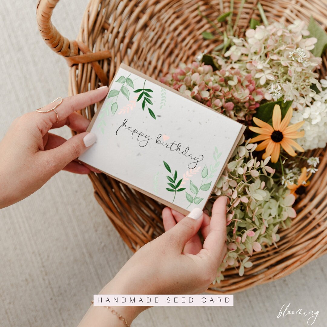 Seed Card, Birthday Card, 6x4, Greeting Card, Handmade, Floral, Blank ...