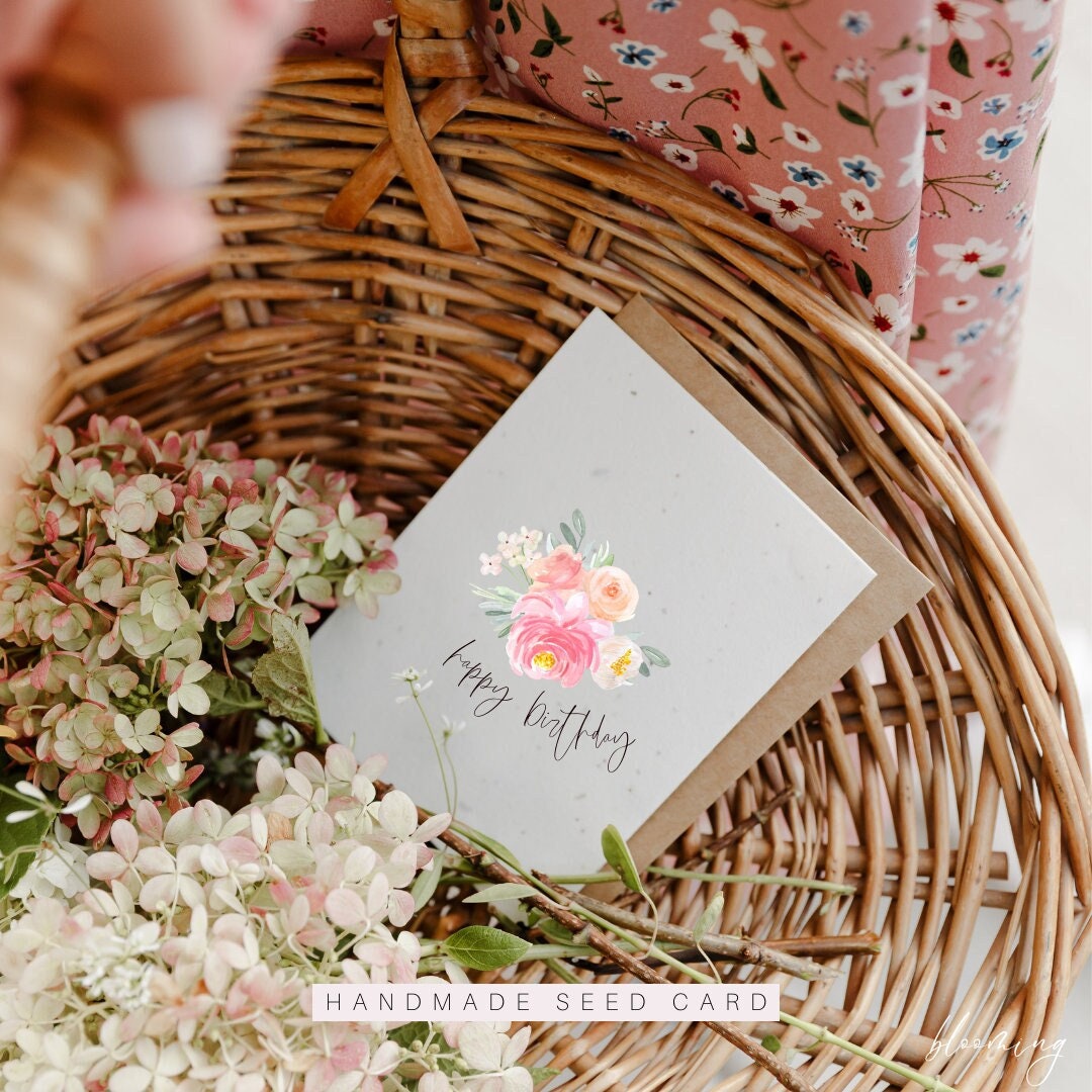 Seed Card. Happy Birthday Card, 6x4, Greeting Card, Hand Drawn, Happy ...