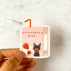Strawberry Milk Vinyl Sticker - Etsy