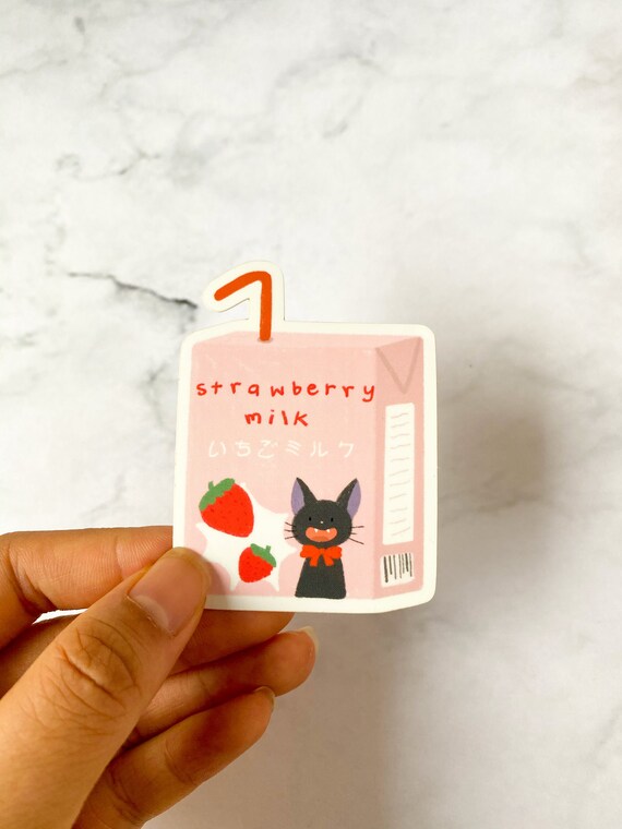 Strawberry Milk Vinyl Sticker - Etsy