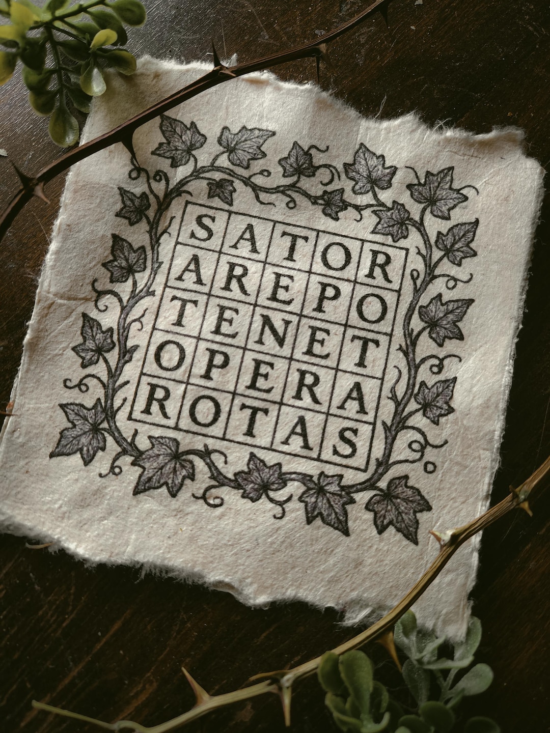 Sator Square Print on Handmade Mugwort Paper – Occult Palindrome ...