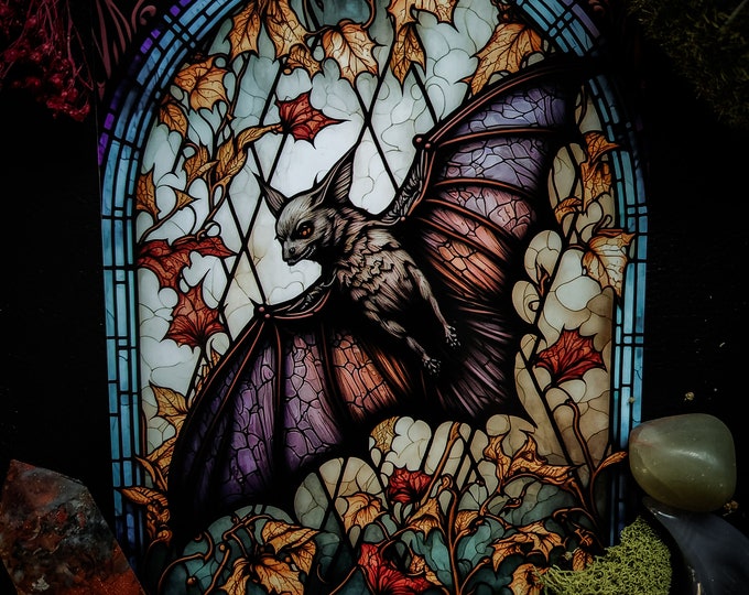 Stained Glass Bat - Art Print - Gothic - Cathedral Window - Etsy