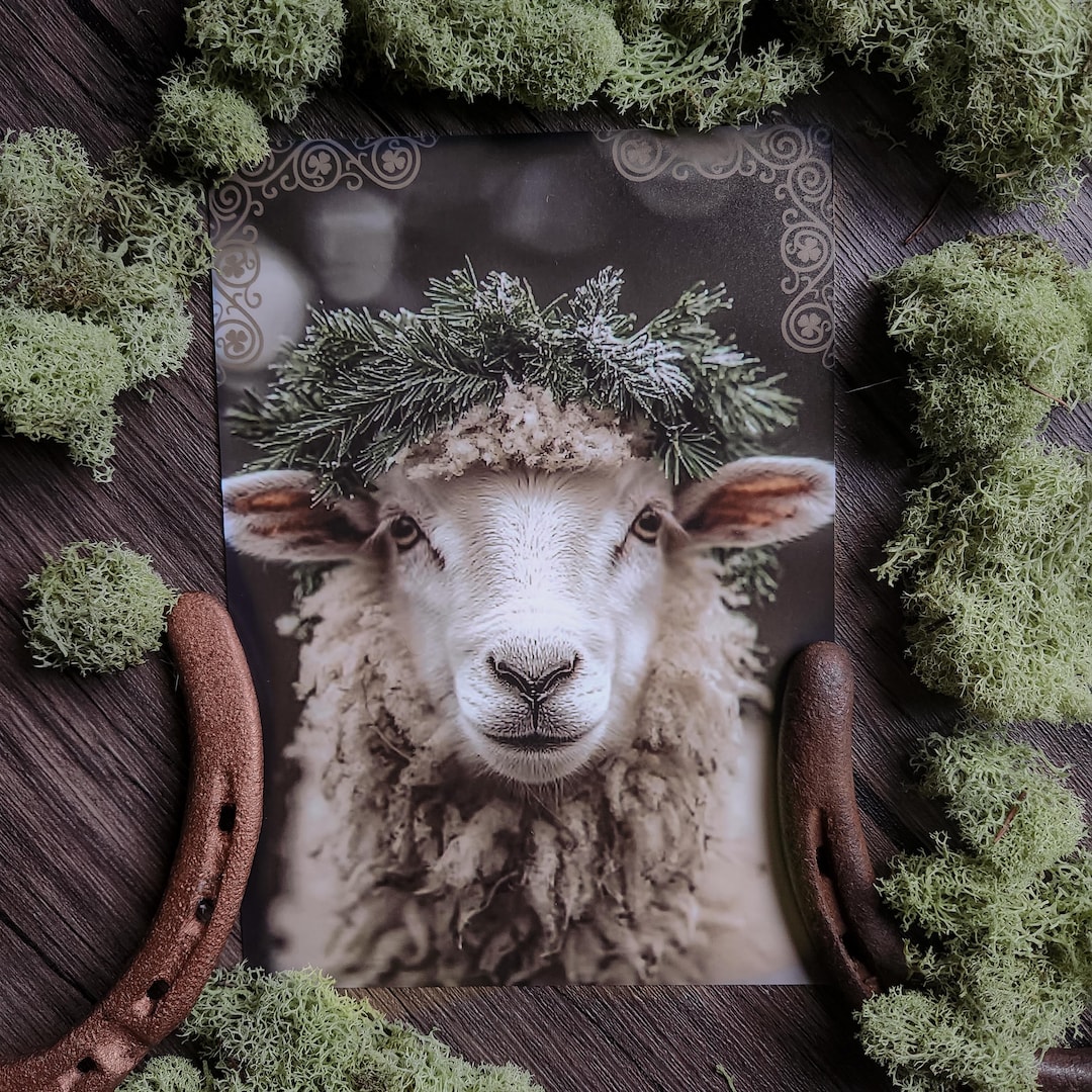 Pine Crowned Sheep - 7" X 5" Art Print - Imbolc Candlemas Digital Art ...
